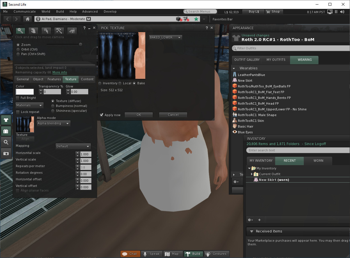 [BUG-228209] [Bakes on Mesh] Adding a basic clothing skirt to an avatar makes body mesh set to ...
