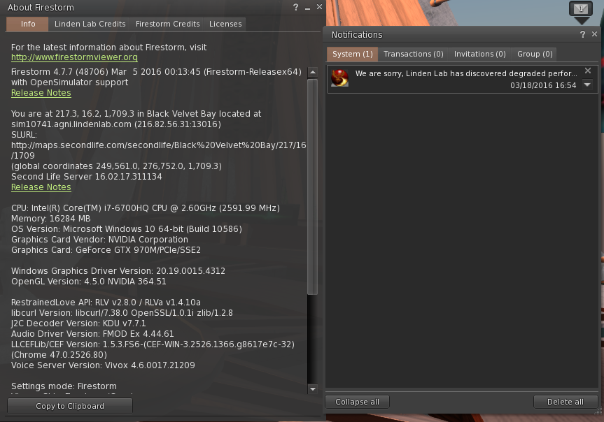 [BUG-11662] LL has discovered degraded performance on the connection to the region you are on ...