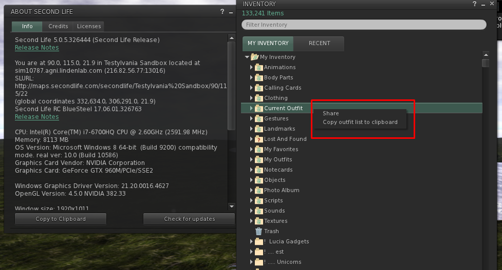 [BUG-100815] "Remove from current outfit" option is missing for all system folders including COF ...